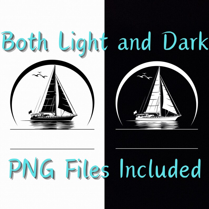 Split Monogram Sailboat Art Svg Dxf Png Instant Digital Download, Name ...