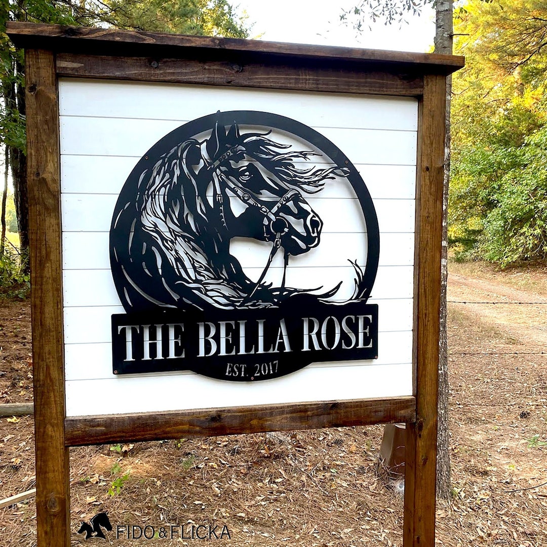 Horse Farm & Ranch Personalized Metal Sign, Horse Entry Gate, Custom ...