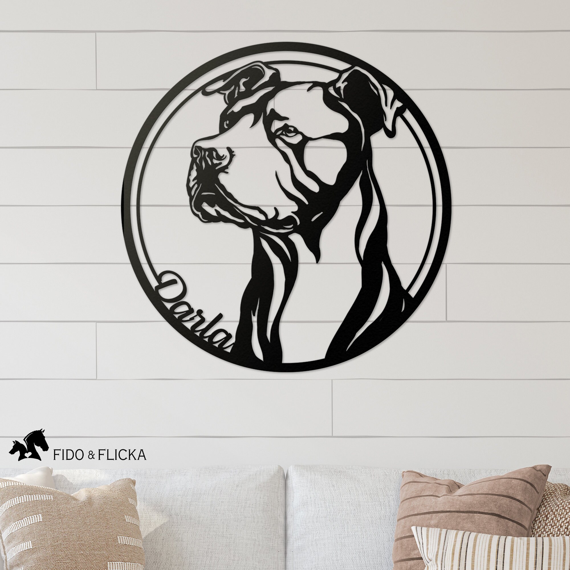 Pitbull Metal Wall Art, Pitbull Portrait Art, Personalized Sign ...