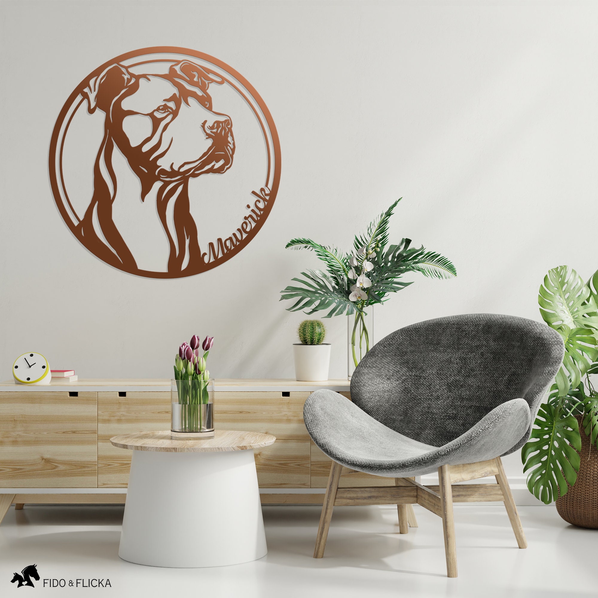 Pitbull Metal Wall Art, Pitbull Portrait Art, Personalized Sign ...
