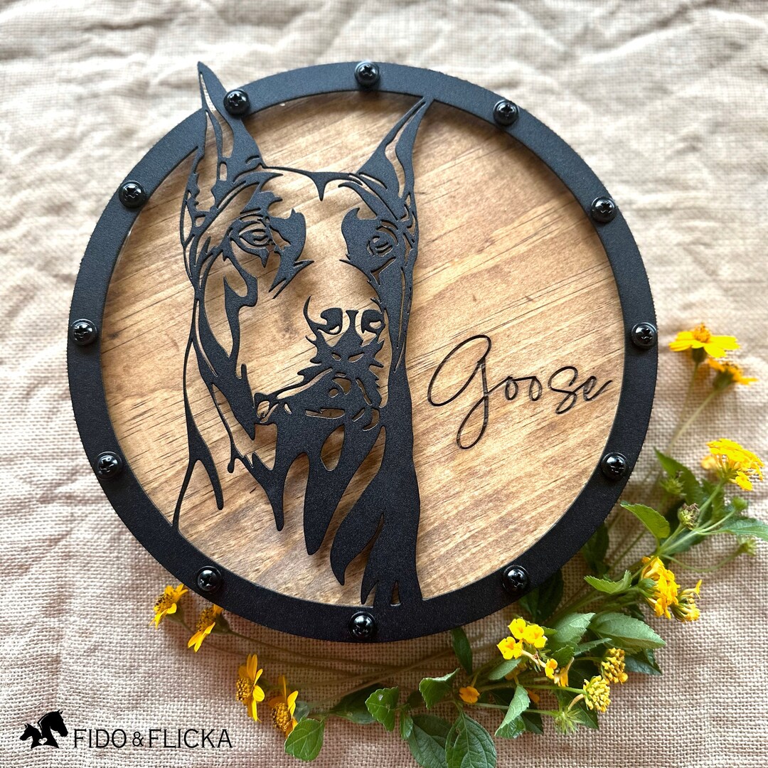 Custom Dog Pet Portrait, Metal & Wood Sign, Gift for Men and Women ...