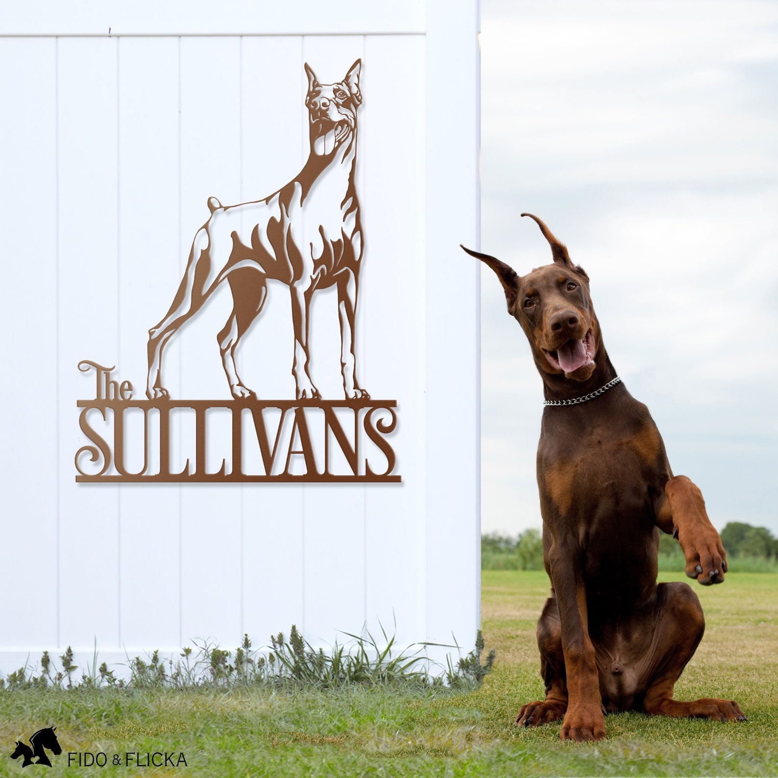 Doberman Standing Proud Personalized Metal Sign - Etsy