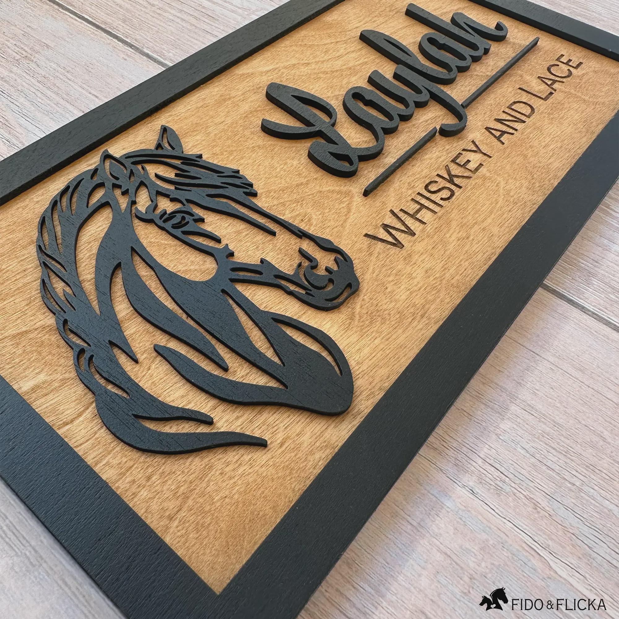 Horse Stall Name Plate – Custom Engraved Wood Barn Sign – Personalized ...