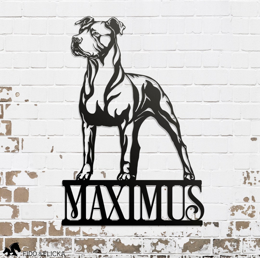 Majestic Pitbull Metal Wall Art, Personalized Sign, Pitbull Gift ...