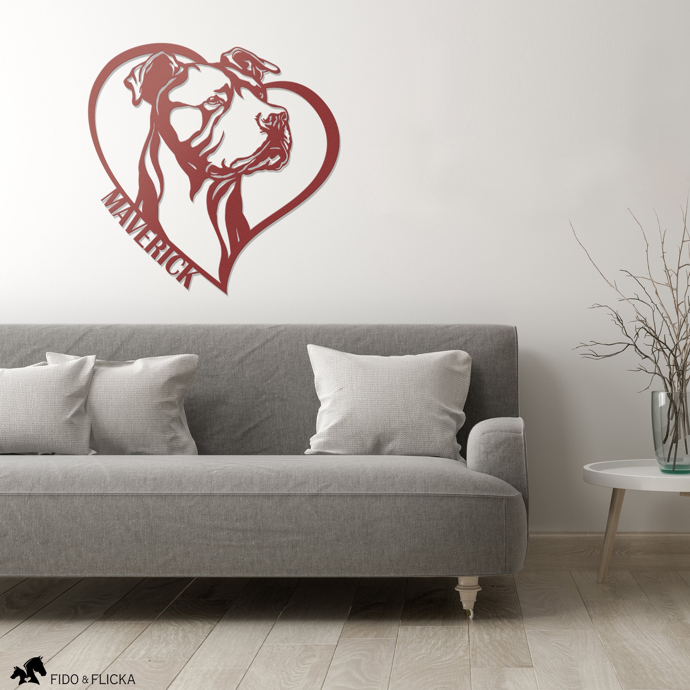 Pitbull Metal Wall Art, Pitbull Portrait Art, Personalized Sign ...