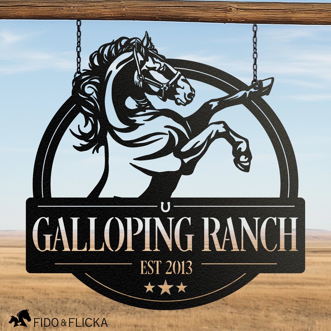 Horse Reaching for the Sky Farm Sign, Horse Ranch Sign, House Address ...
