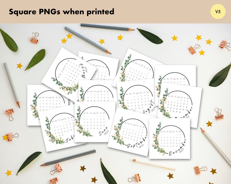 2023 Calendar Printable Sticker Calendrier 2023 Wall - Etsy