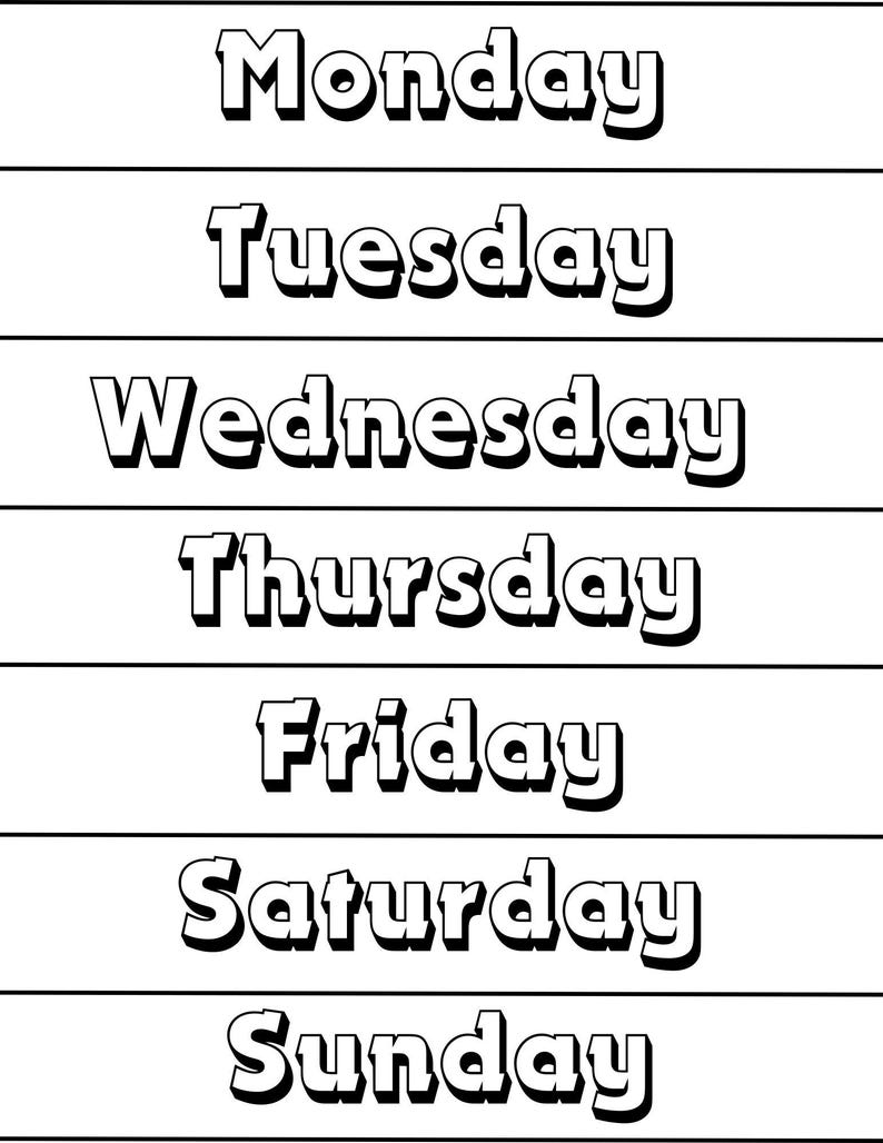 Printable Worksheets With Months and Days of the Week - Etsy