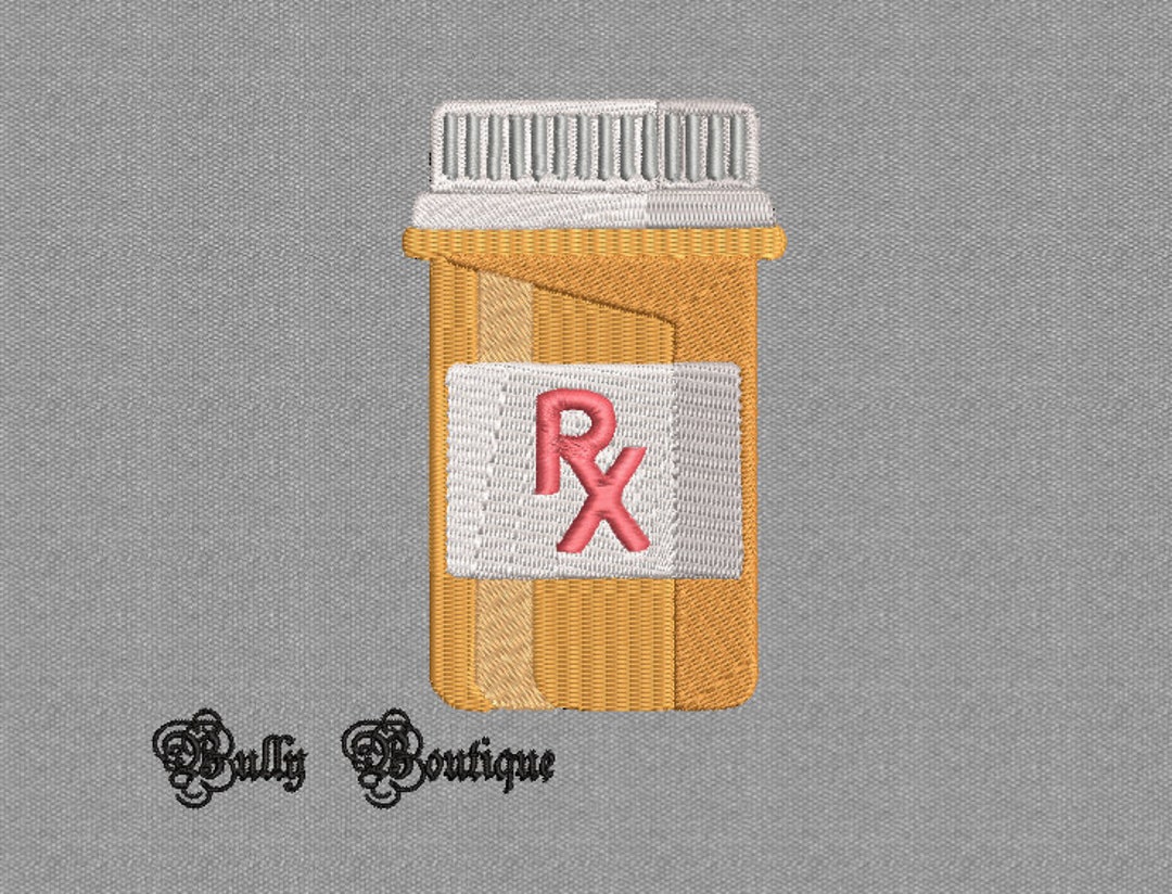 Pill Bottle Embroidery File - Etsy