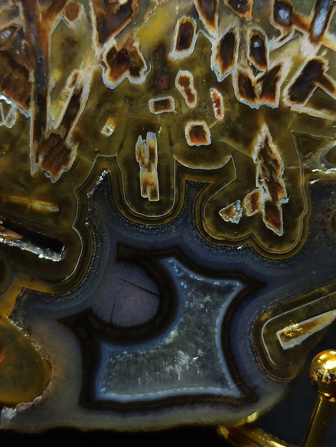 Green Pattern and Brown Stick Agate Slab, Tube Agate, Polished Agate ...