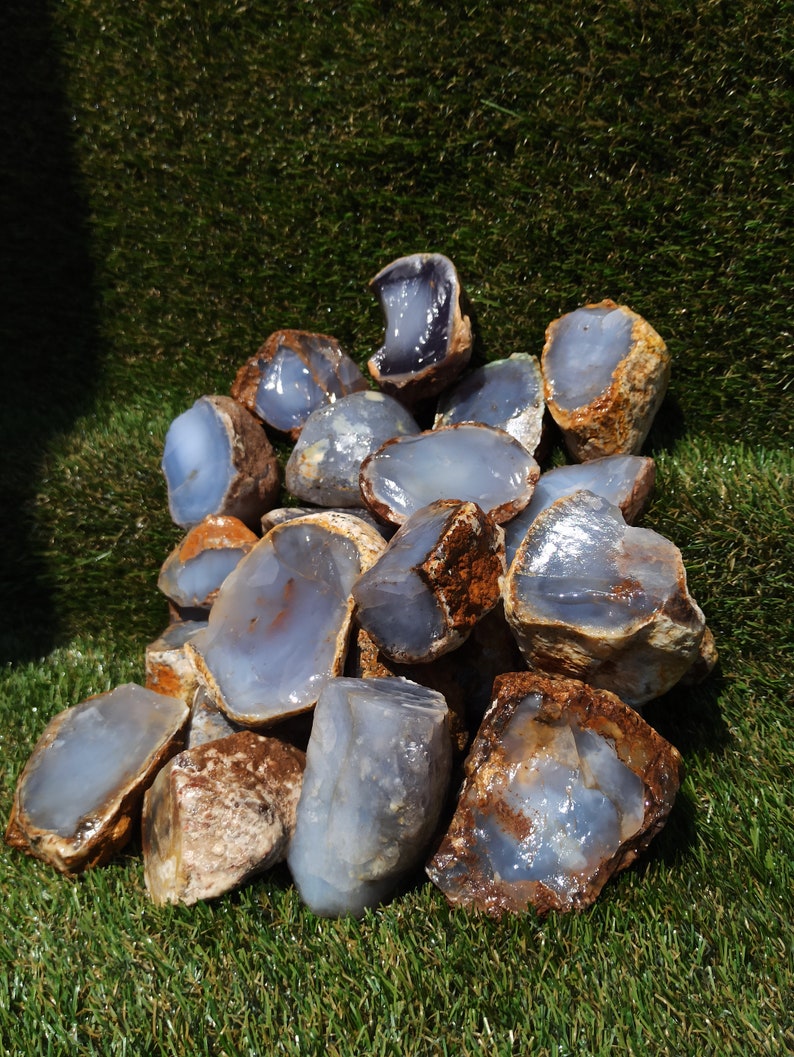 Premium Wholesale Raw Chalcedony, Medium Pieces Blue Chalcedony Rough ...