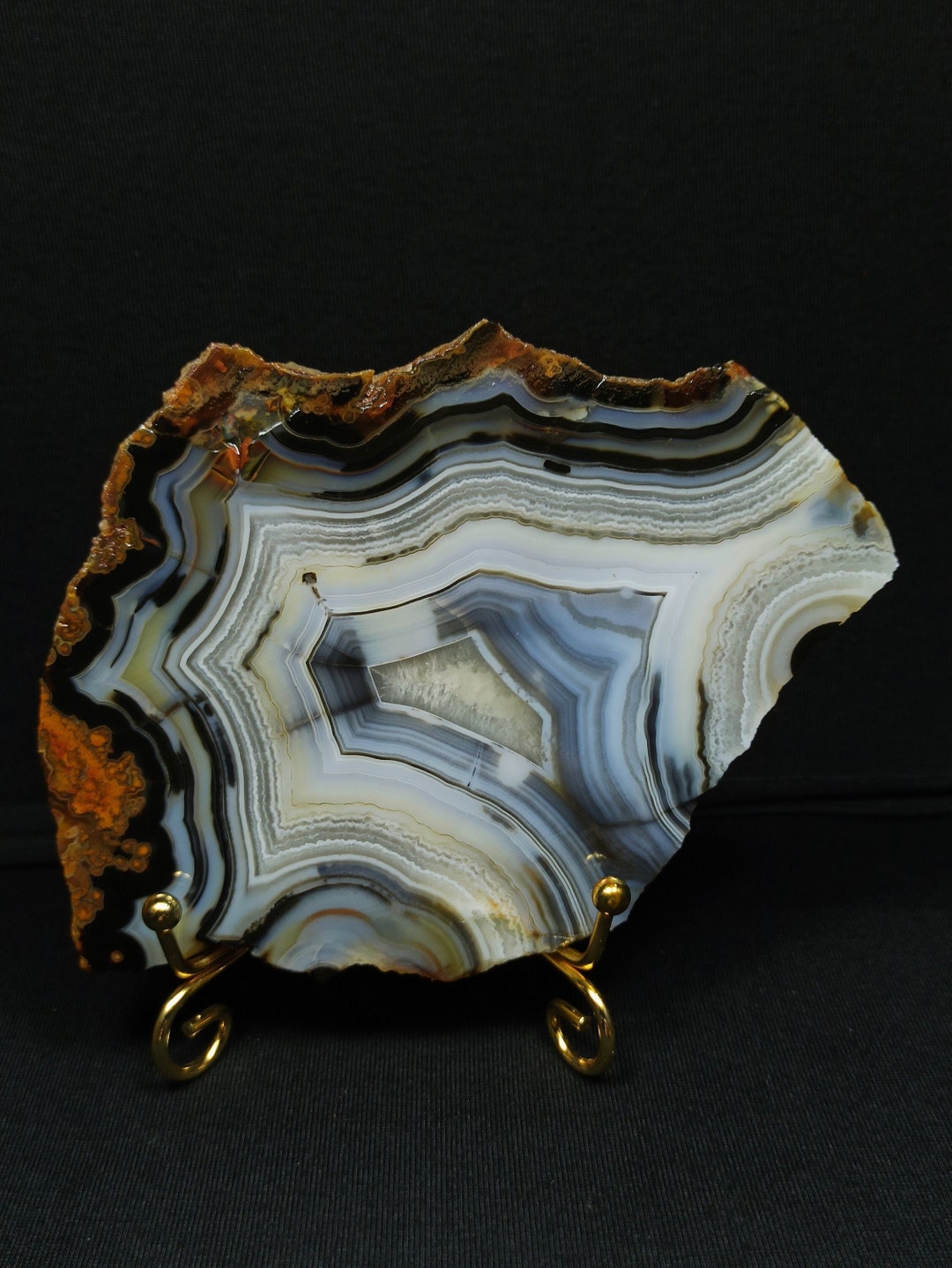 Rare Crystal Banded Agate, Blue, White and Black Banded Agate, Polished ...