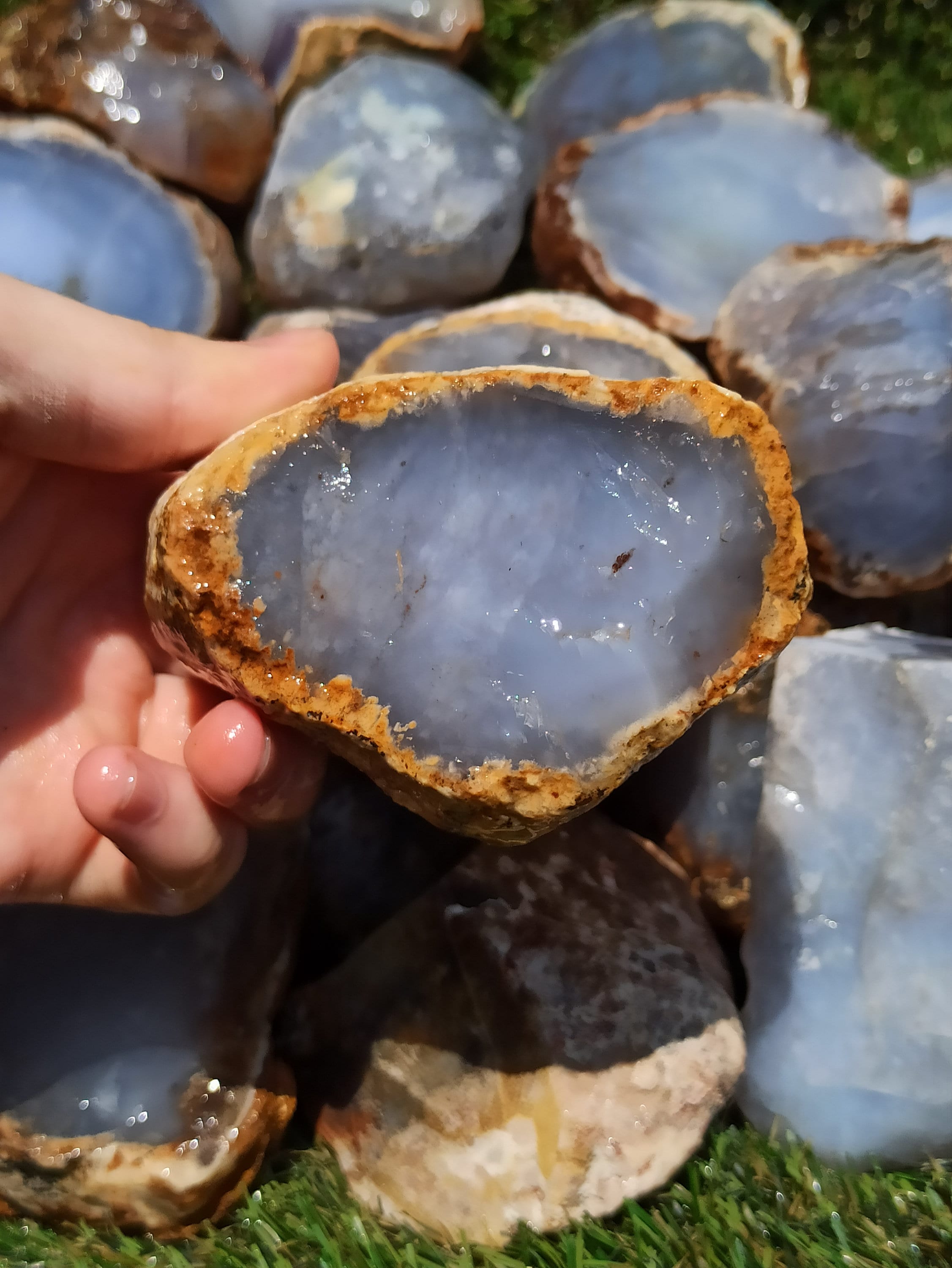 Premium Wholesale Raw Chalcedony, Medium Pieces Blue Chalcedony Rough ...