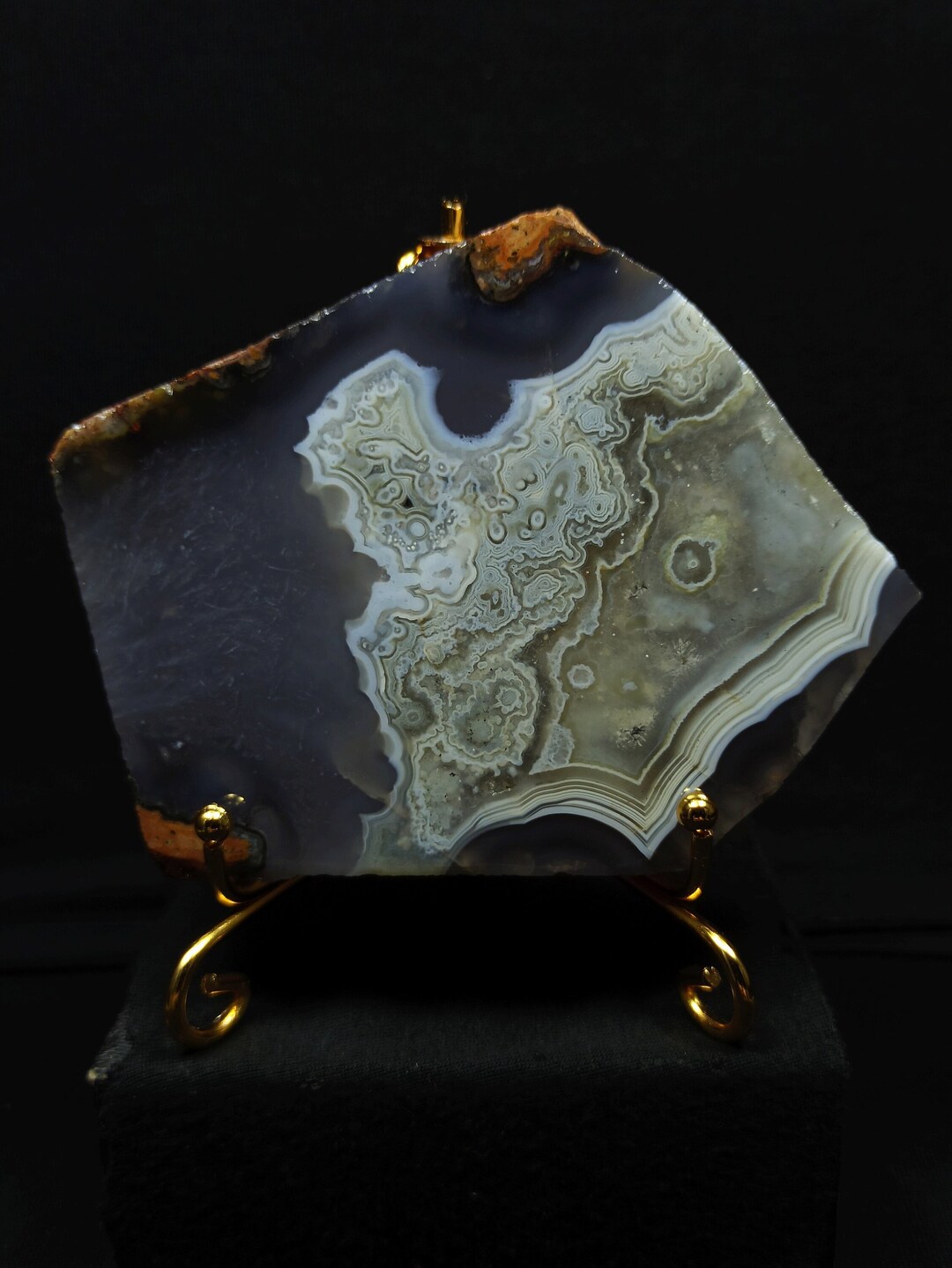 Blue Lace Banded and Crystal Agate Slab, White Agate Slice, Polished ...