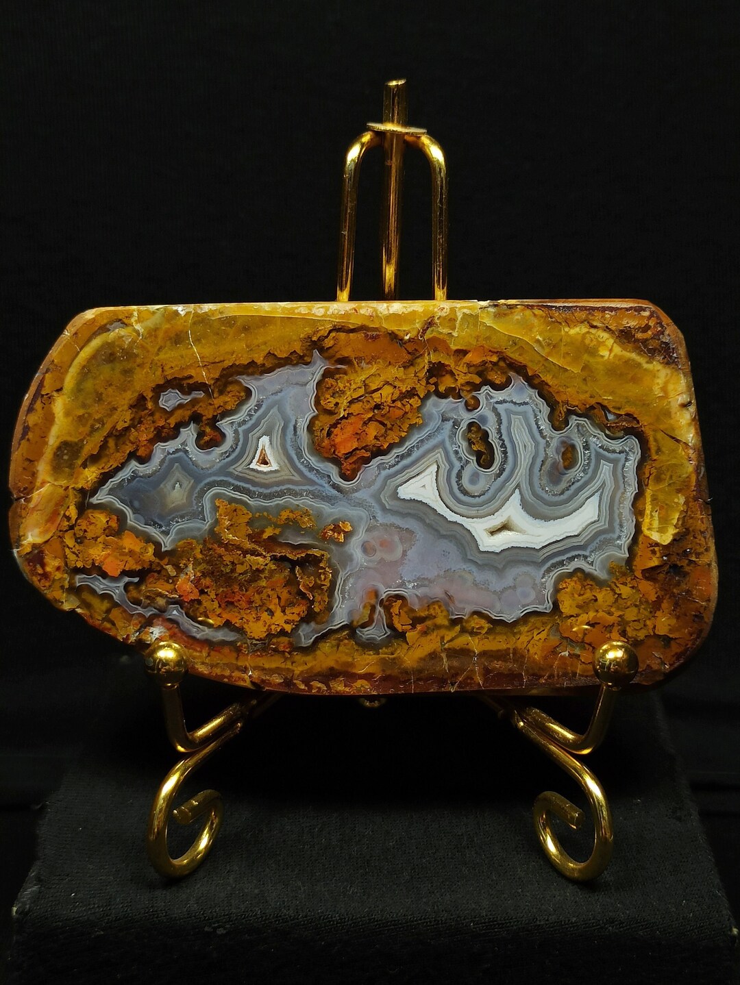 Orange Moss and Blue Banded Agate Slab, Polished Geode Turkish Agate ...
