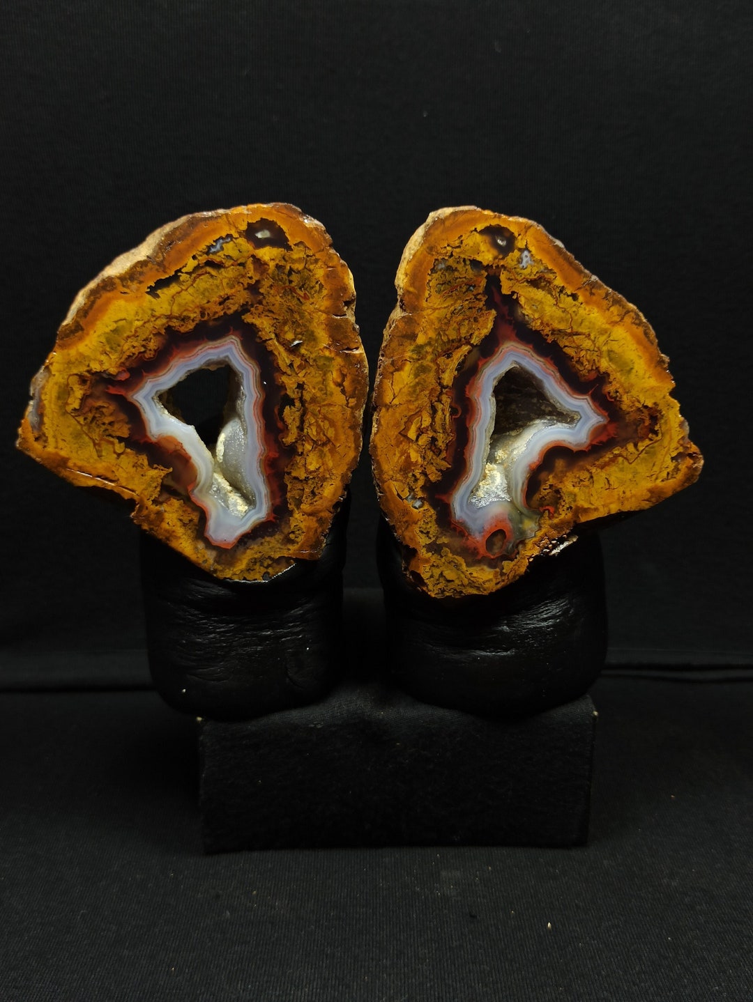 Red and Blue Banded and Botryoidal Geode Agate, Geode Pair, Tokat ...