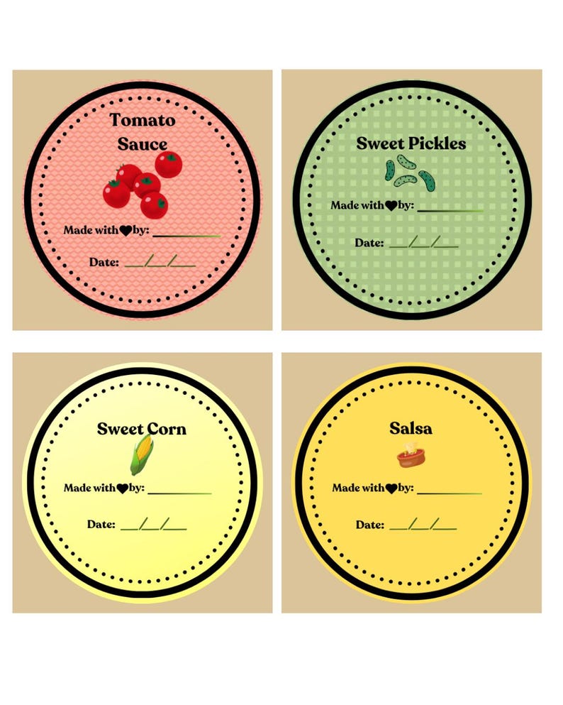 Printable Canning Jar Labels: Veggies, Pickles, Sauces (PDF & PNG) - Etsy