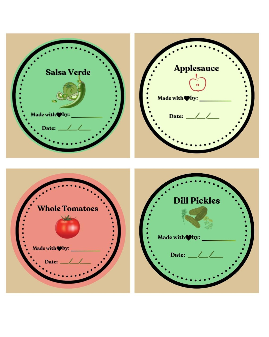 Printable Canning Jar Labels: Veggies, Pickles, Sauces (PDF & PNG) - Etsy