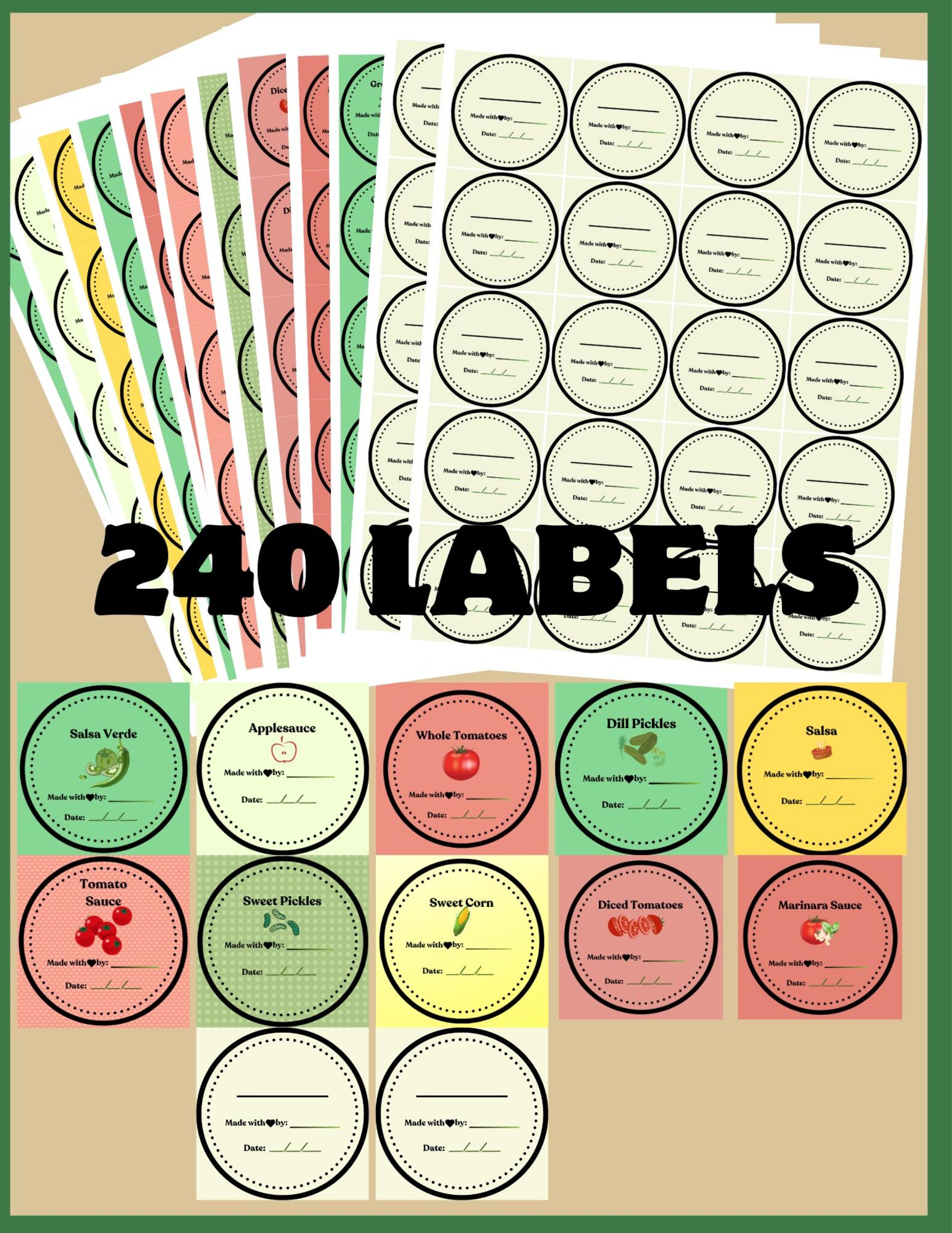 Printable Canning Jar Labels: Veggies, Pickles, Sauces (PDF & PNG) - Etsy