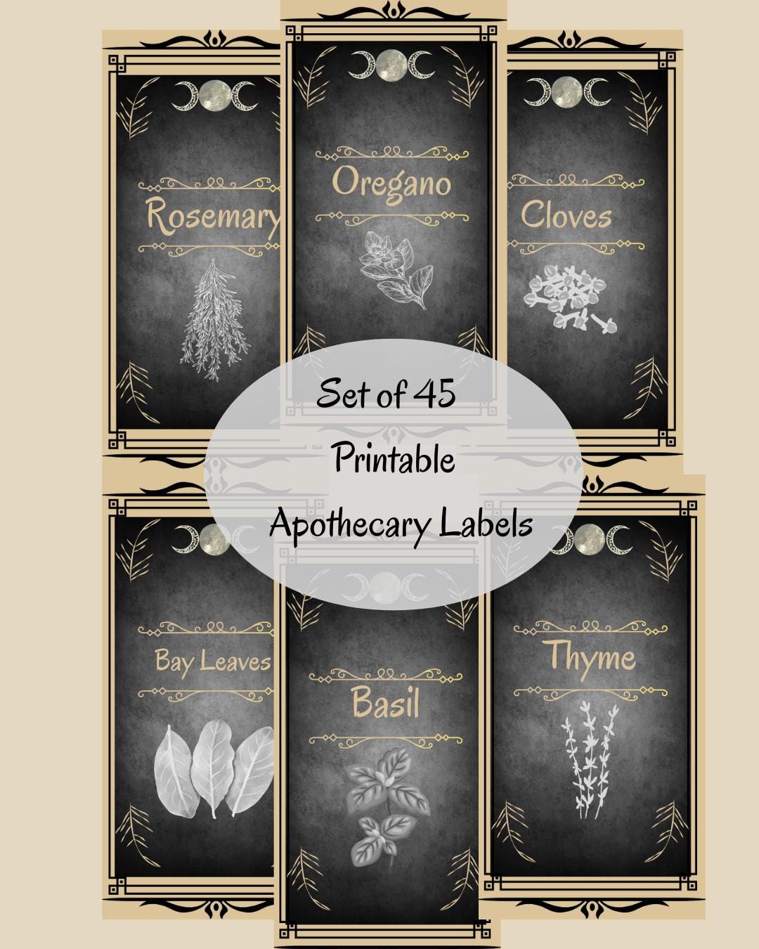 Kitchen Witch Apothecary Labels / Printable Spice Jar Stickers / Herb ...
