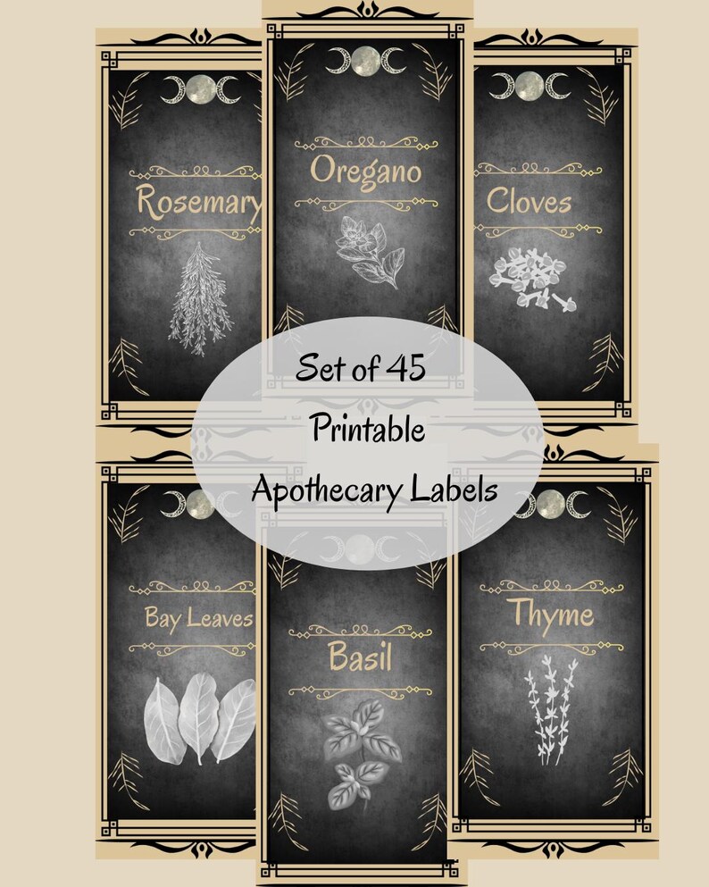 Kitchen Witch Apothecary Labels / Printable Spice Jar Stickers / Herb ...