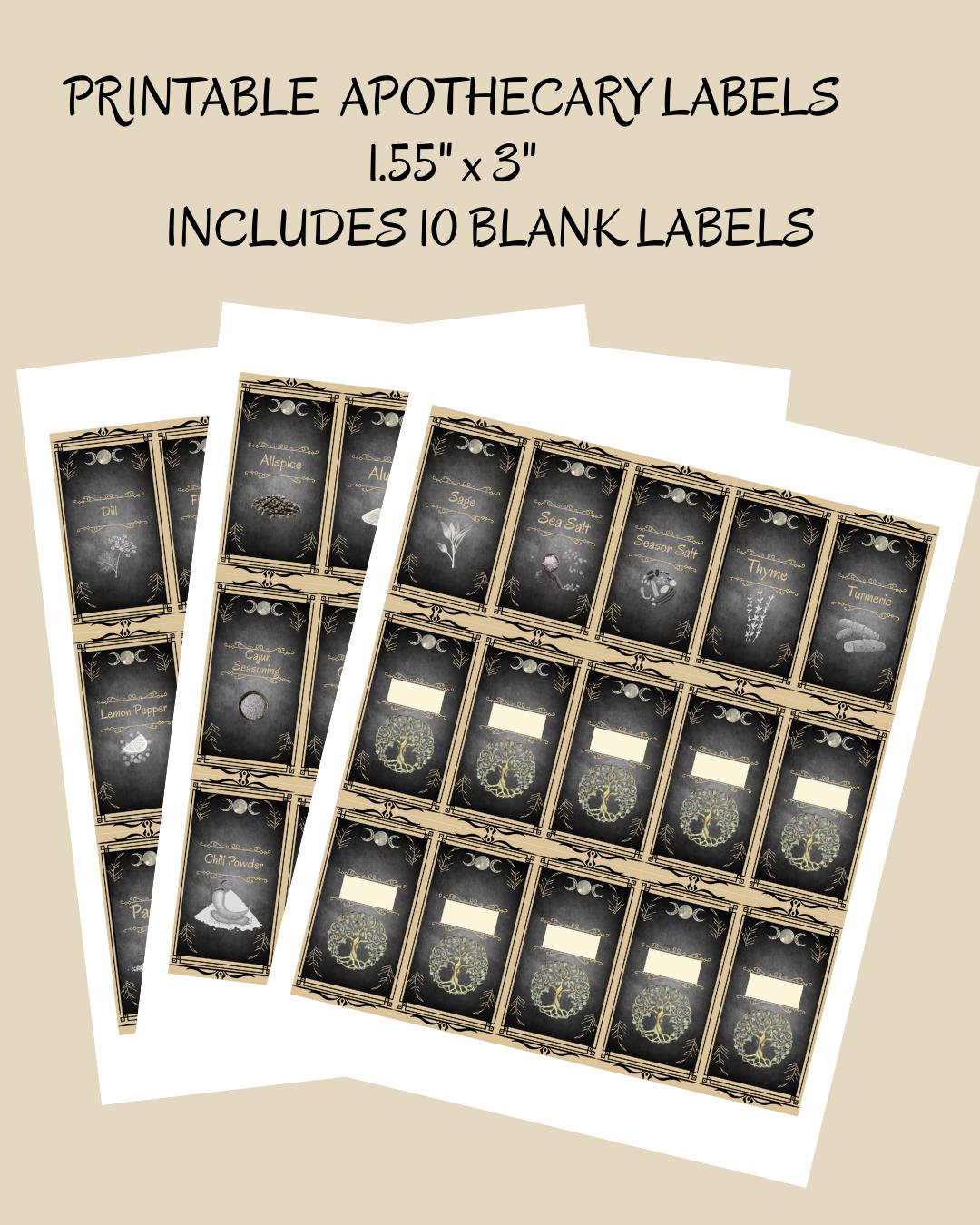 Kitchen Witch Apothecary Labels / Printable Spice Jar Stickers / Herb ...