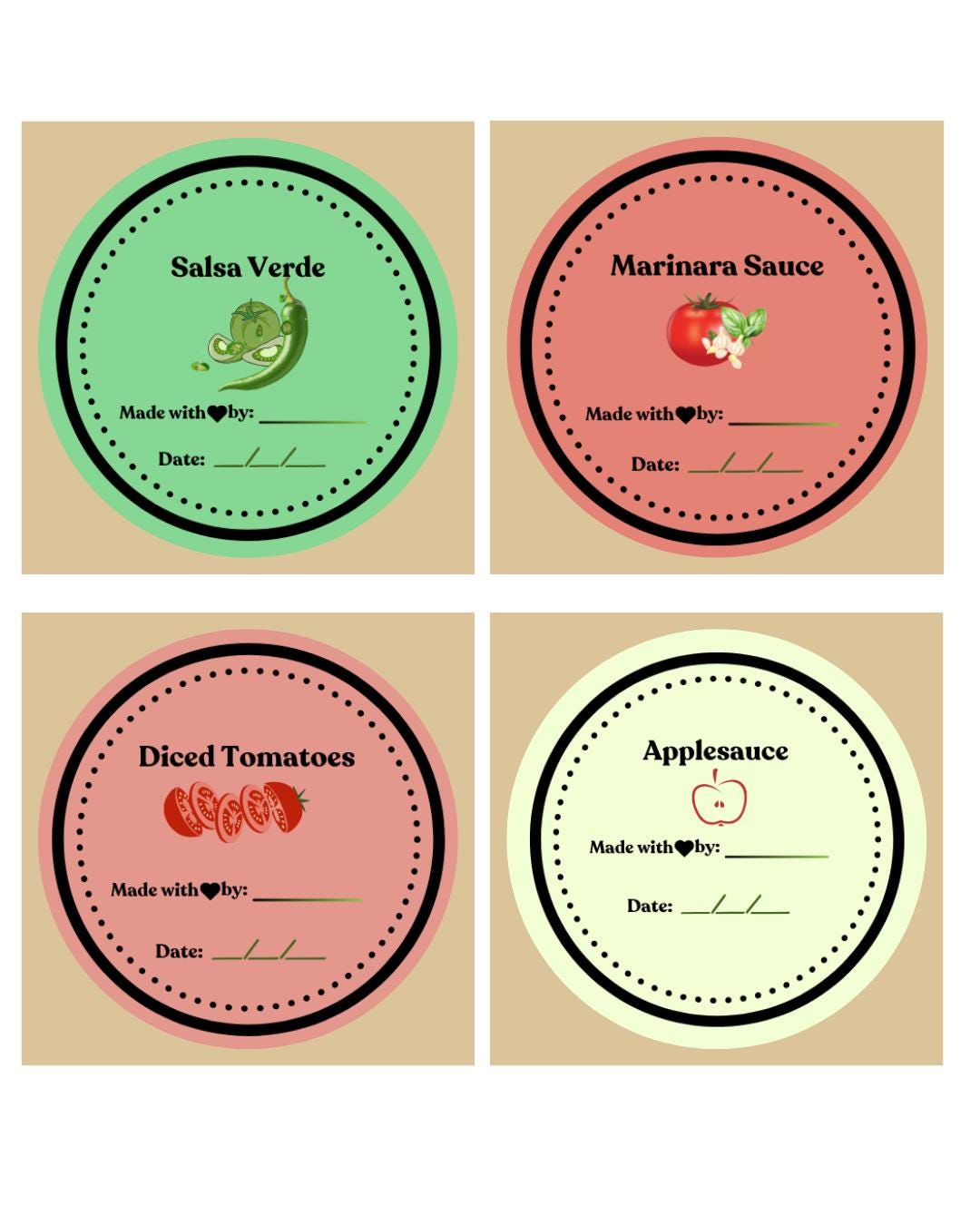 Printable Canning Jar Labels: Veggies, Pickles, Sauces (PDF & PNG) - Etsy