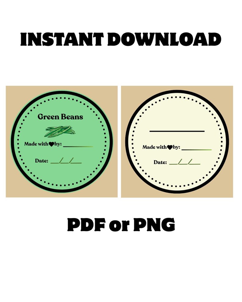 Printable Canning Jar Labels: Veggies, Pickles, Sauces (PDF & PNG) - Etsy
