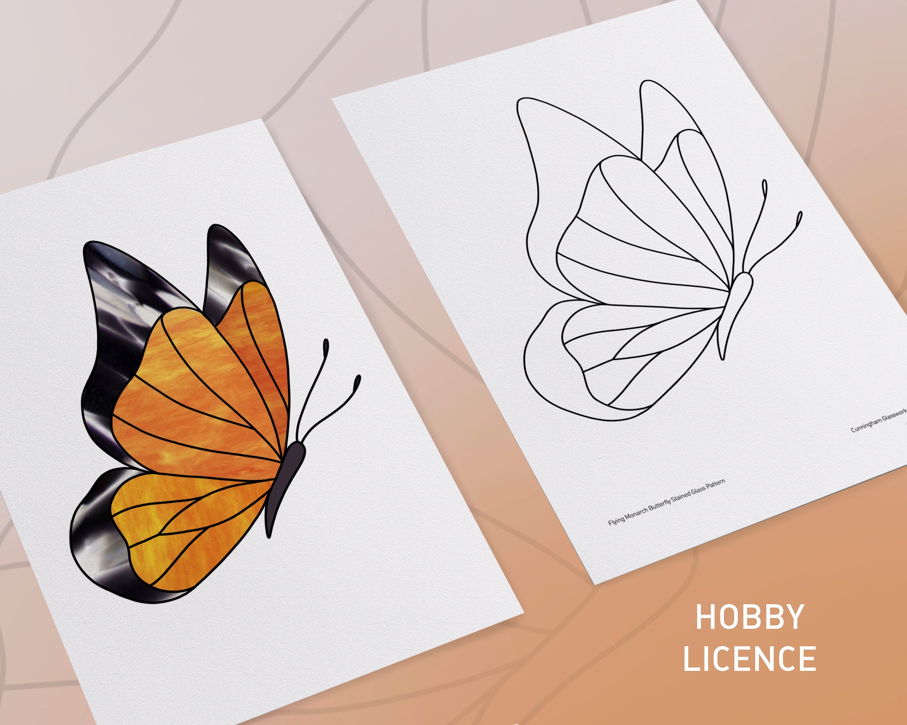 Flying Monarch Butterfly Outline