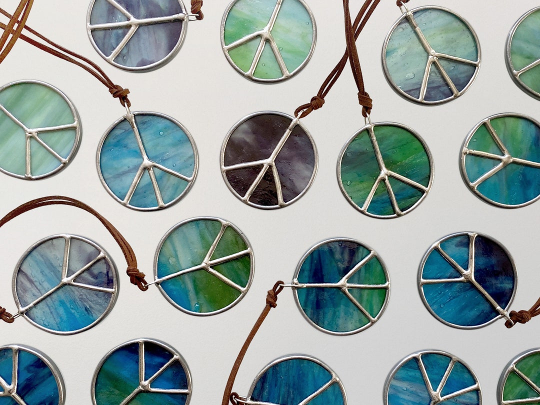 Stained Glass Peace Symbol Car Mirror Charms, Peace Sign Window Hanging ...