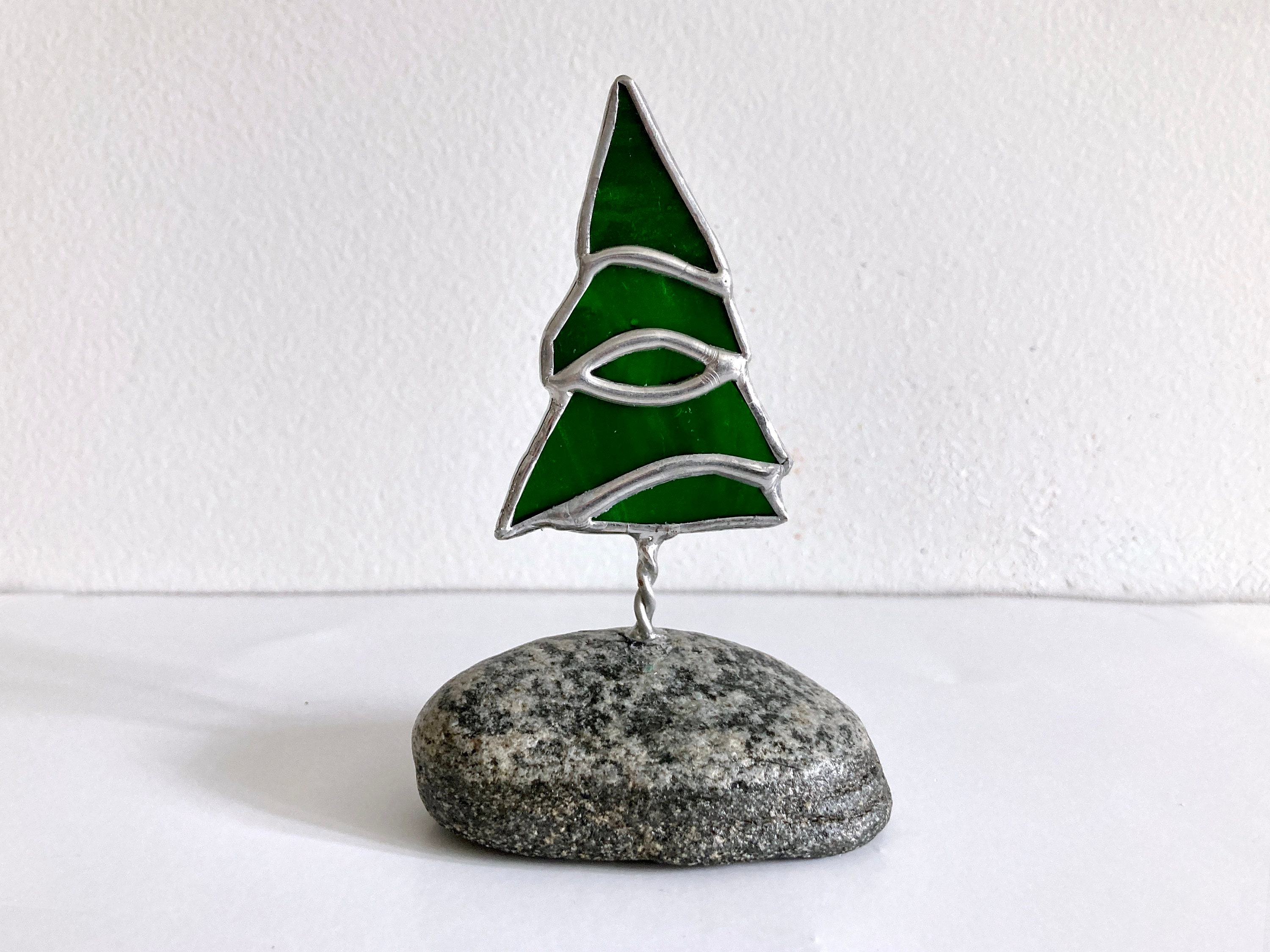 Stained Glass Tree on Rock Stand, Pine Tree Stained Glass, Nature Lover ...