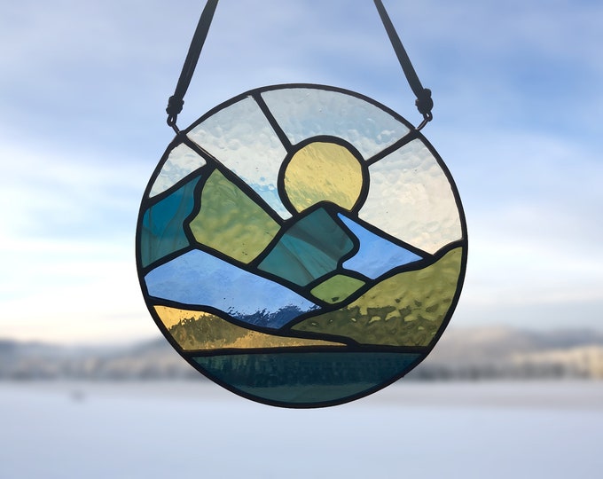 Banff Alberta Landscape Created in Mosaic Stained Glass Panel for ...