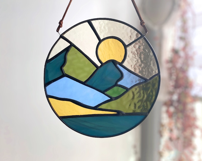 Banff Alberta Landscape Created in Mosaic Stained Glass Panel for ...