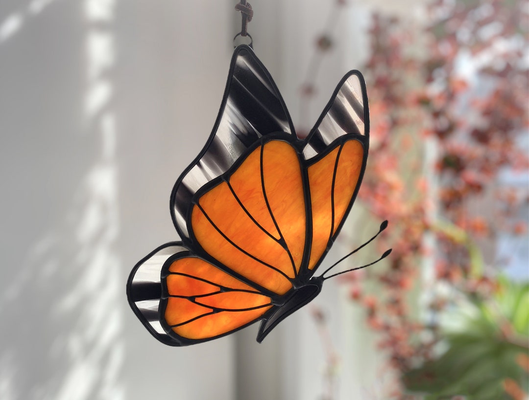 Monarch Butterfly Stained Glass Suncatcher, Butterfly Stained Glass ...