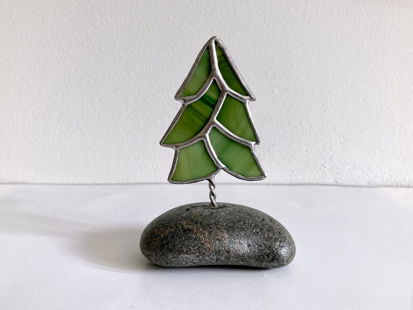 Stained Glass Tree on Rock Stand, Pine Tree Stained Glass, Nature Lover ...