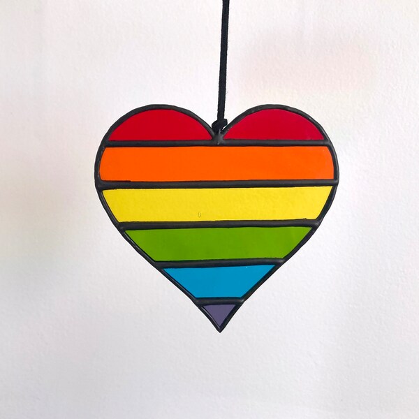 Stained Glass Rainbow Heart - Etsy