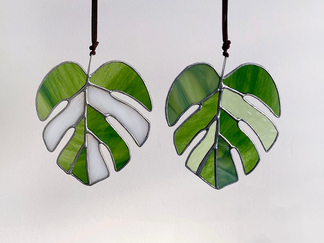 Variegated Monstera Stained Glass Window Hangings Mothers Day Gifts ...