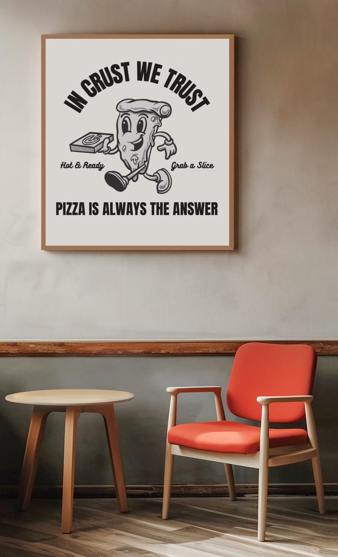 Retro Pizza Art Print: Trendy Kitchen Wall Decor (instant Download) - Etsy