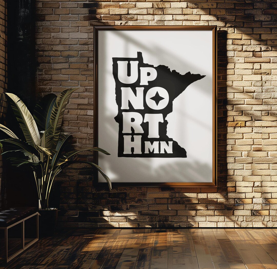 Up North Minnesota Art Print: Black & White Typography (digital ...