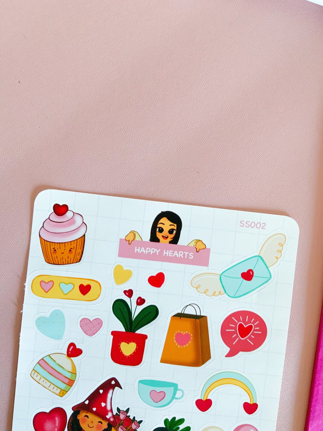 Cute Happy Hearts Sticker Sheet Scrapbook Stickers, Planner Stickers ...
