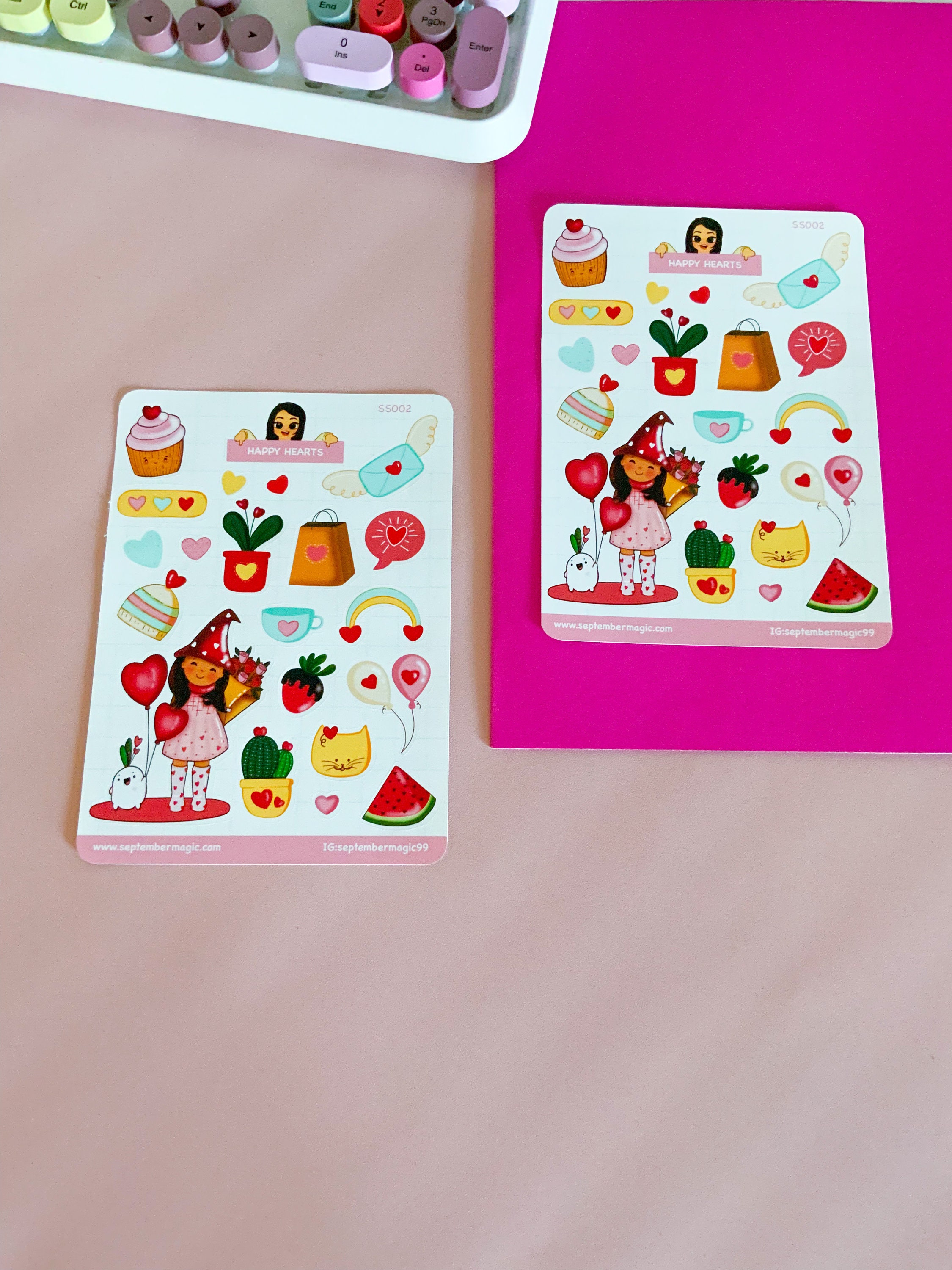 Cute Happy Hearts Sticker Sheet Scrapbook Stickers, Planner Stickers ...
