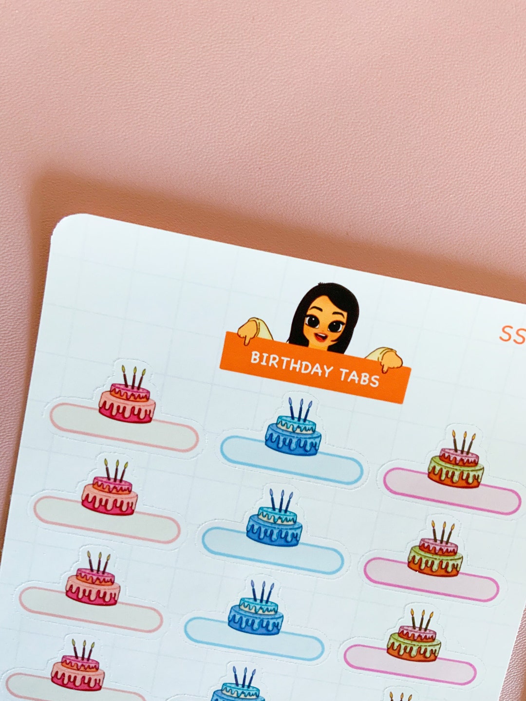 Birthday Reminder Tabs Sticker Sheet Scrapbook Stickers, Bullet Journal ...
