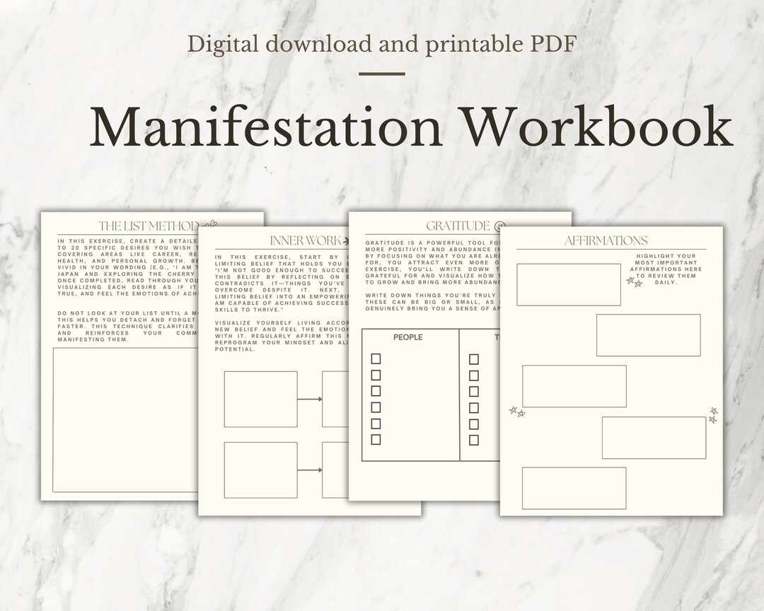 Manifestation WORKBOOK, Worksheets for Manifesting Quickly, 30 Day ...