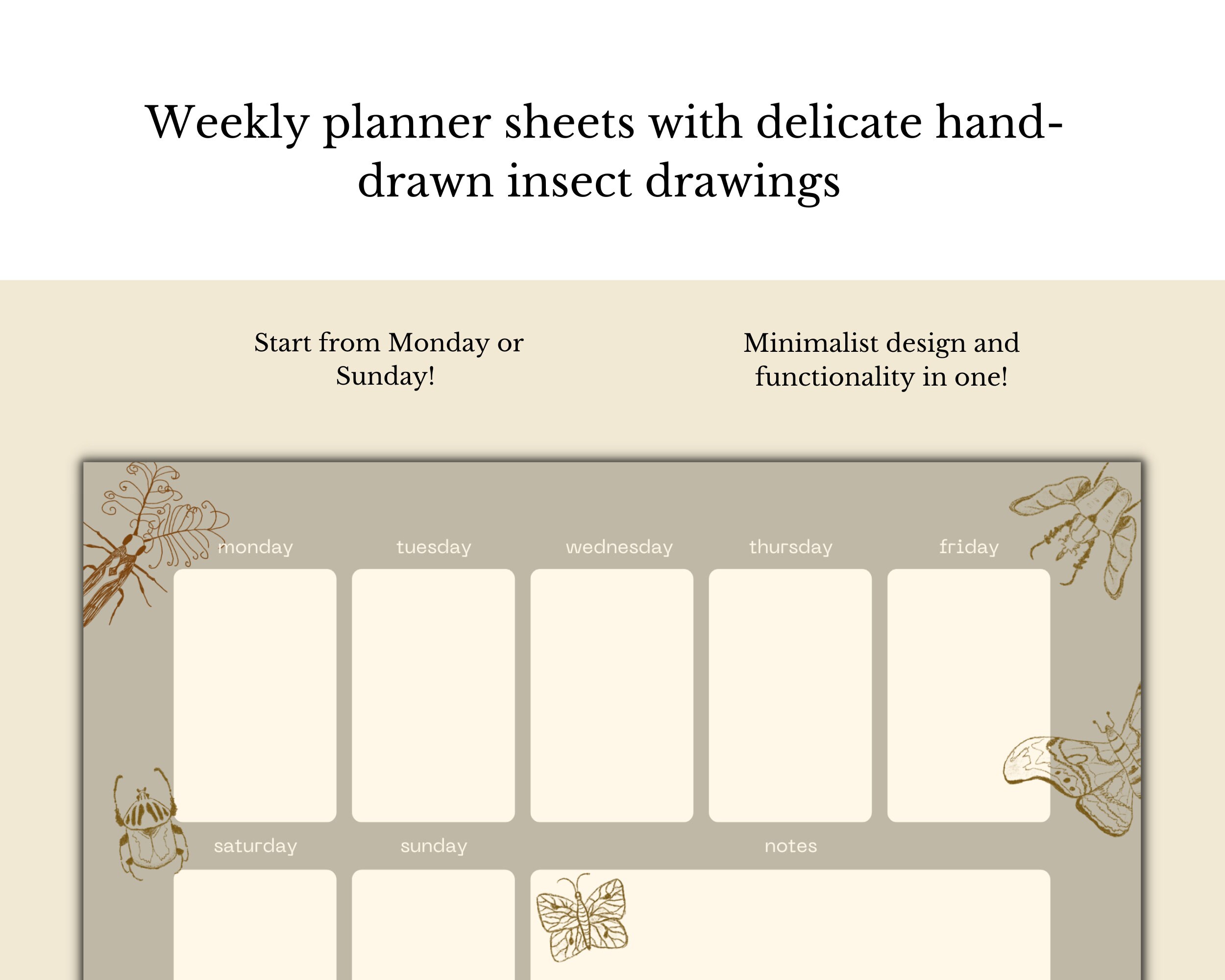 Weekly Planner Printable, Butterfly Planner, Planner Sheets, Monday or ...