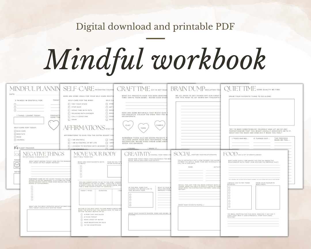 Mindful WORKBOOK, Exercises for a Calm Mind, Self-care Workbook ...
