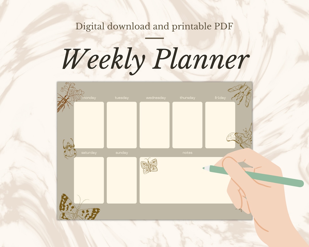 Weekly Planner Printable, Butterfly Planner, Planner Sheets, Monday or ...
