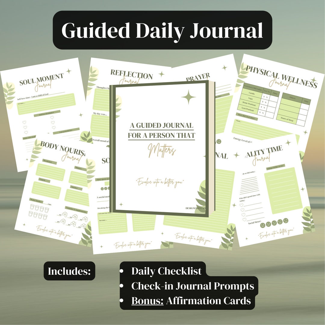 Christian Daily Guided Journal | Printable Diary | Wellness Journal ...