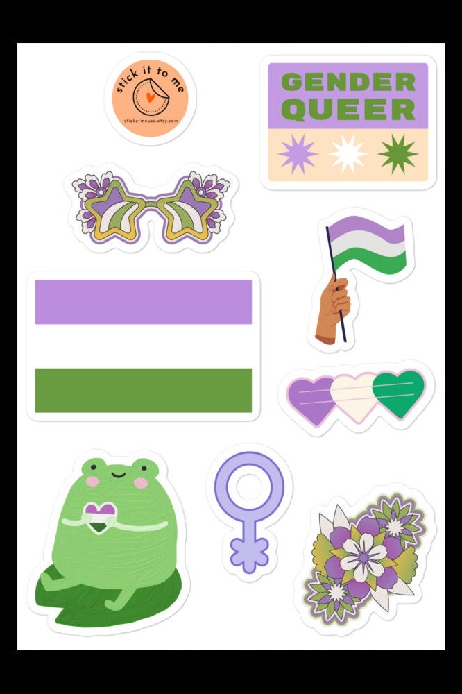 Genderqueer Queer Pride LGBTQIAP LGBT Sticker Sheet - Etsy