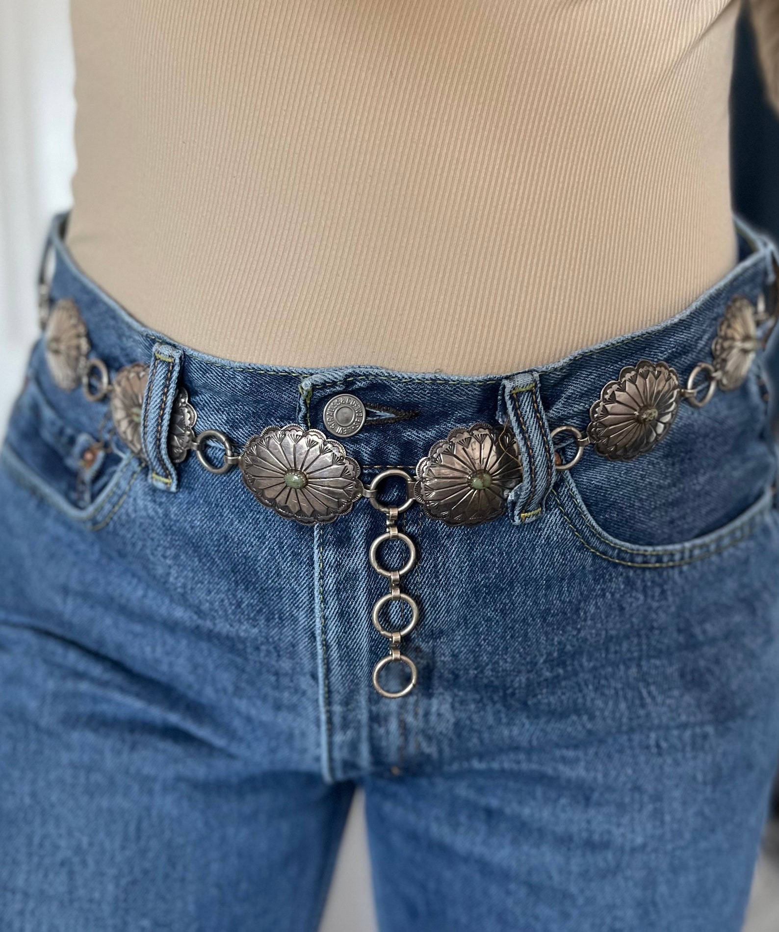 Authentic, Sterling Silver Belt With Genuine Turquoise Details - Etsy