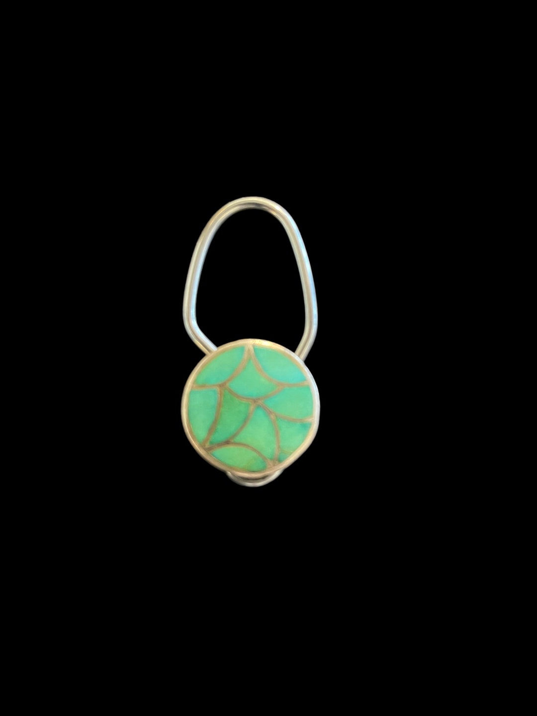 Vintage Turquoise Inlay Key Ring - Etsy